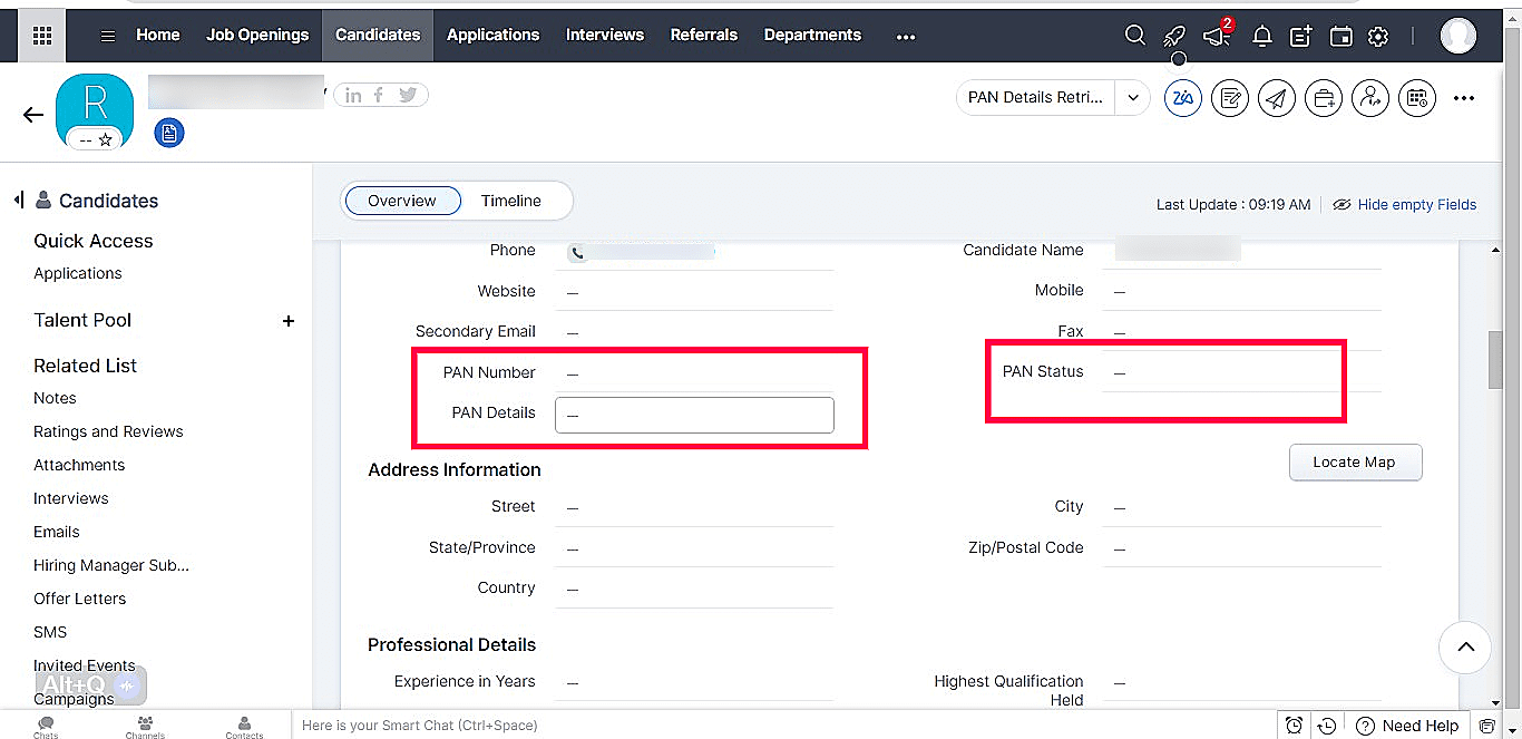 Retrieve PAN Details within the Zoho Recruit Retrieve PAN Details within the Zoho Recruit